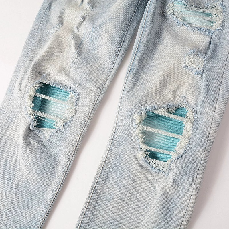 Light Blue Patch Jeans – Jeanfluence