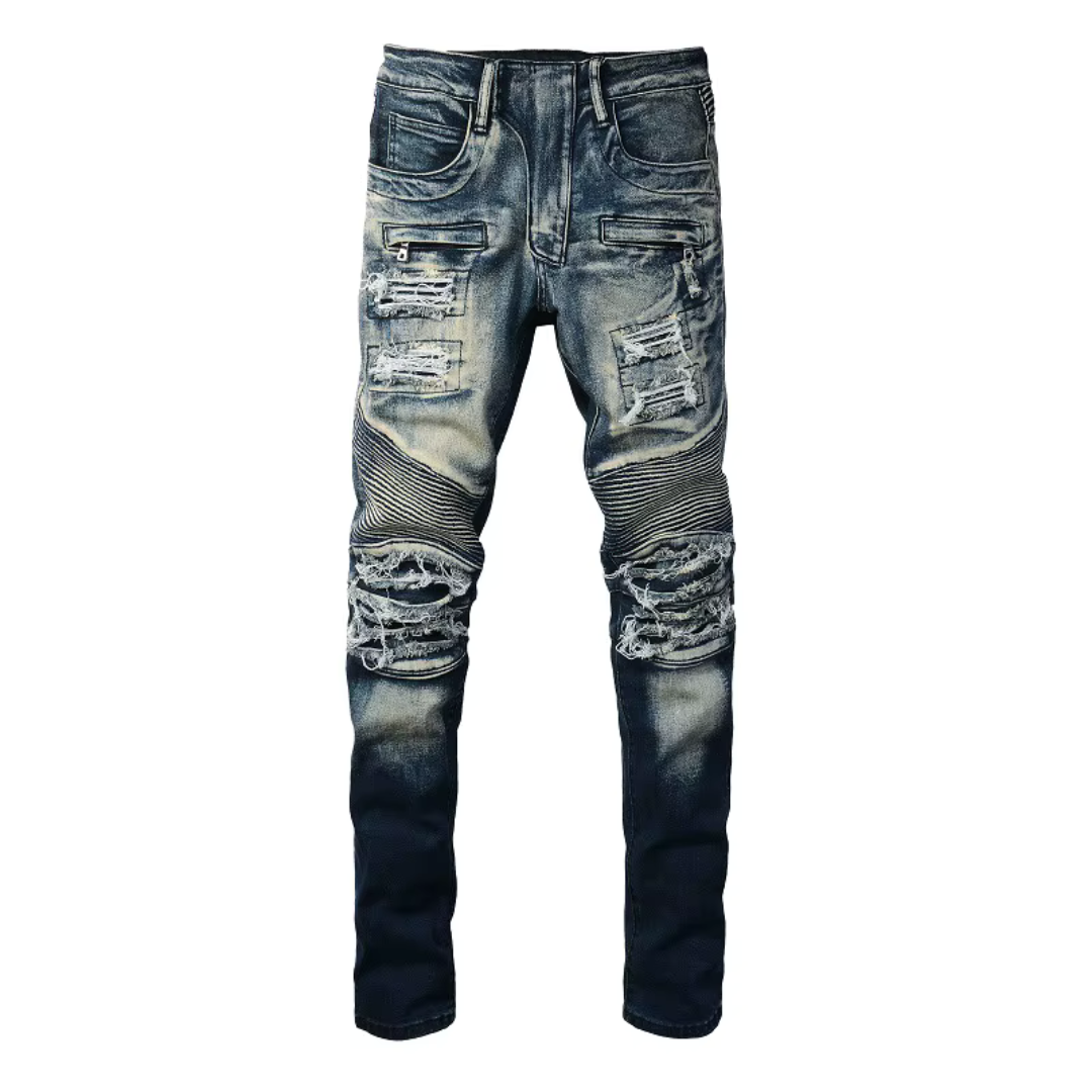 Dark Blue Biker Jeans – Jeanfluence
